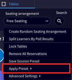 How to use Table Presets in the Classroom – Engageli Help Center