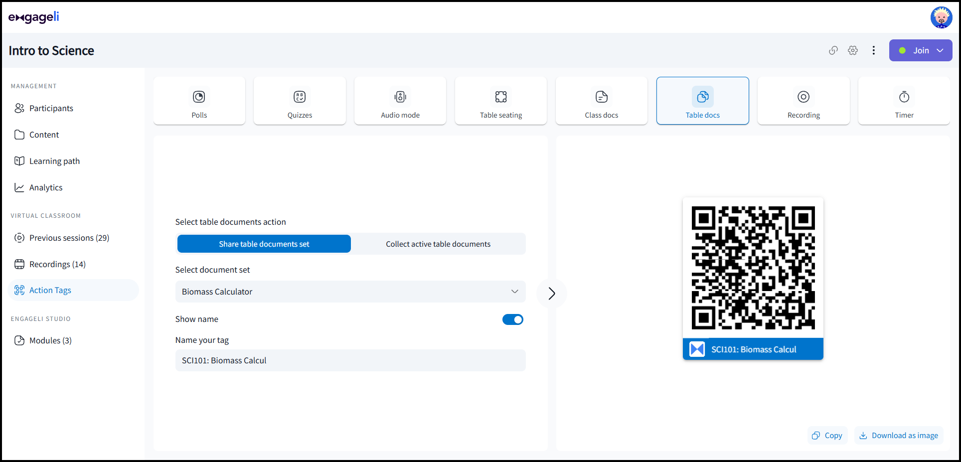 Class Portal > Action Tags > Table Docs – Engageli Help Center
